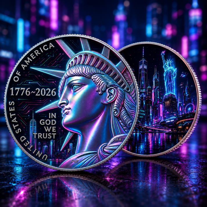 CYBER CITY - 2026 Enduring Liberty Colorized Half Dollar – America 250 ...